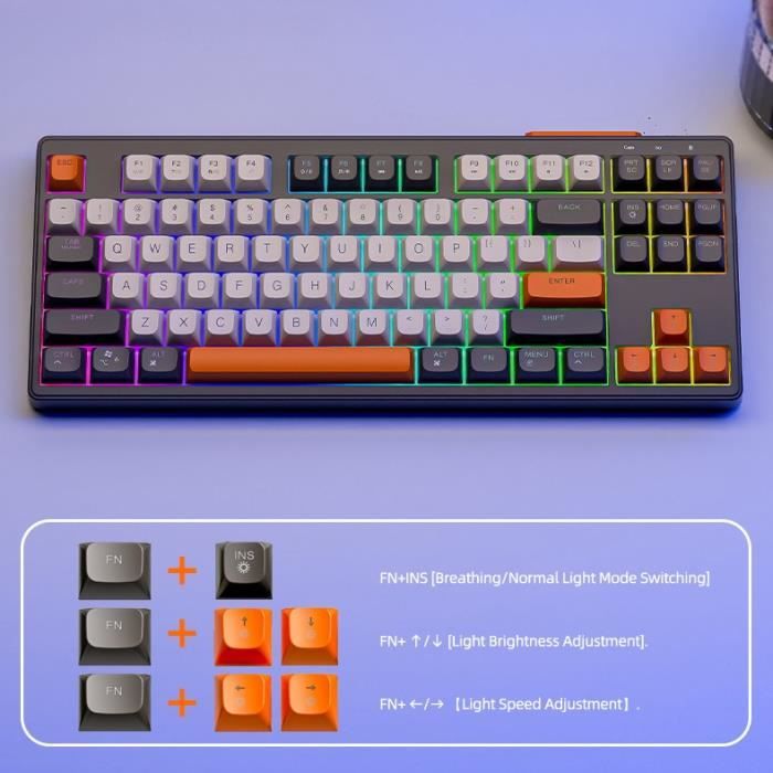 Clavier - ANTCOOL - K82 - Mécanique - Filaire - Rétroéclairé beige ...