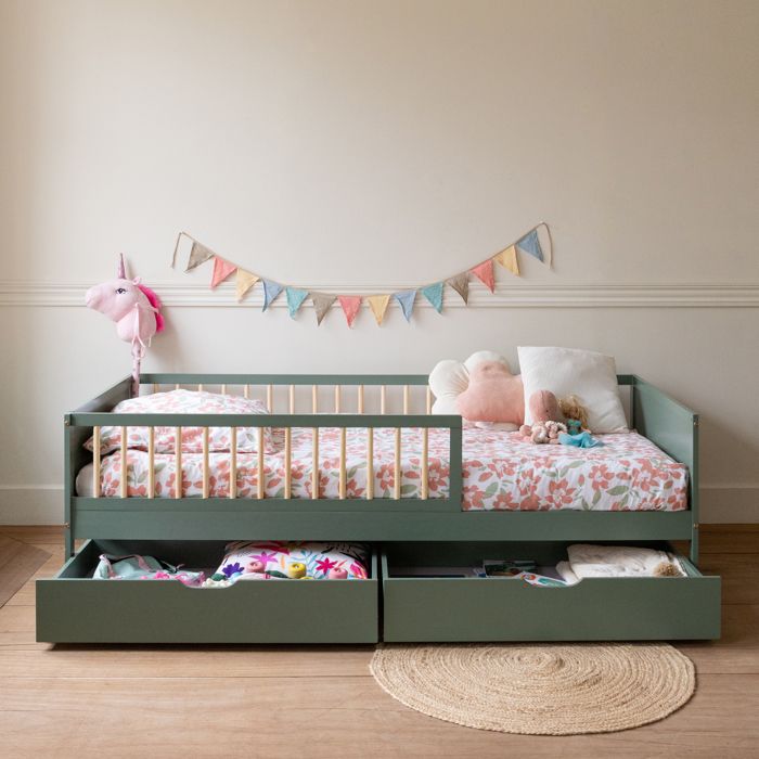 Lit pour enfant 190x90cm vert avec tiroirs ADAM - Cdiscount Maison