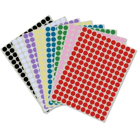 1320 Pcs Pastille Autocollante De Couleur 8 Feuilles Gommettes ...