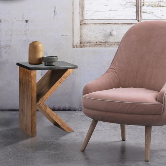 WOMO-DESIGN Table Basse Kaedwen Forme K 60 cm Bois d'Acacia Massif ...