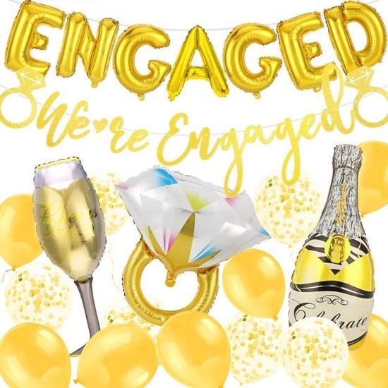 Engagement Decoration Engaged Ballons De Fiancailles En Or We Are ...
