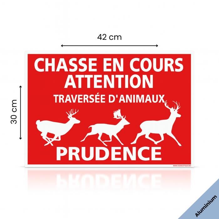 Panneau chasse en cours attention traversée d’animaux prudence cerf ...