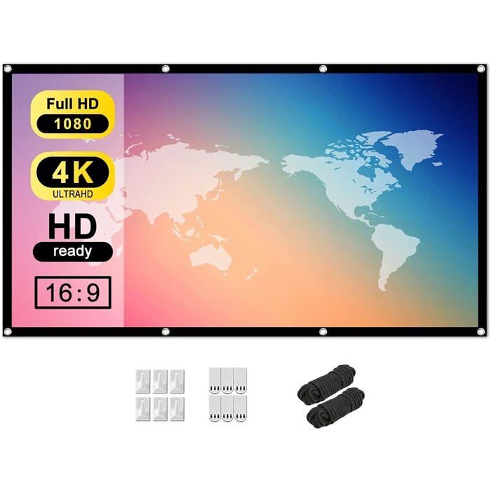 Écran de projection HD 120"-KAL-16:9,pliable,portable,intérieur ...