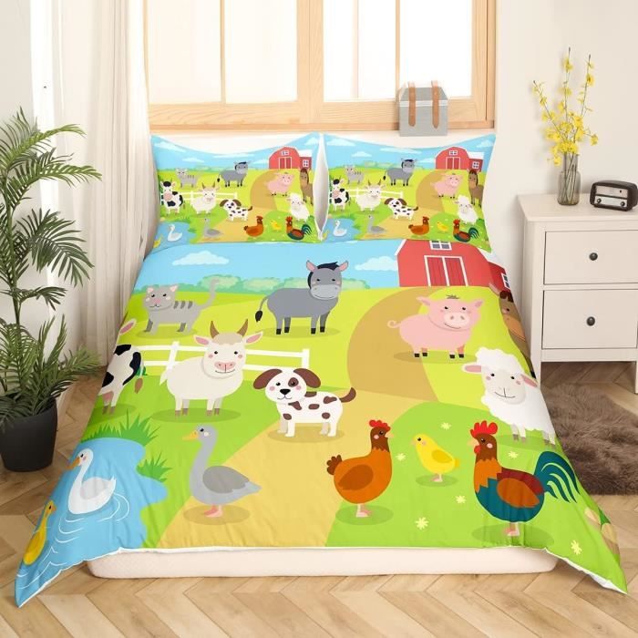 Farm Animal Housse De Couette Garçons Cochon Chien Vache Goat Duck ...