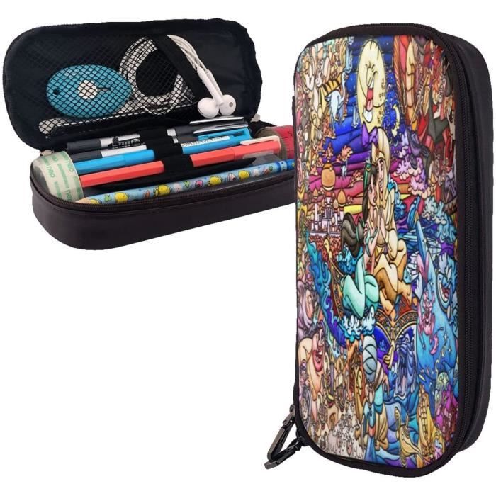 Trousse à crayons en cuir Aladdin Story - Grande capacité - Noir ...