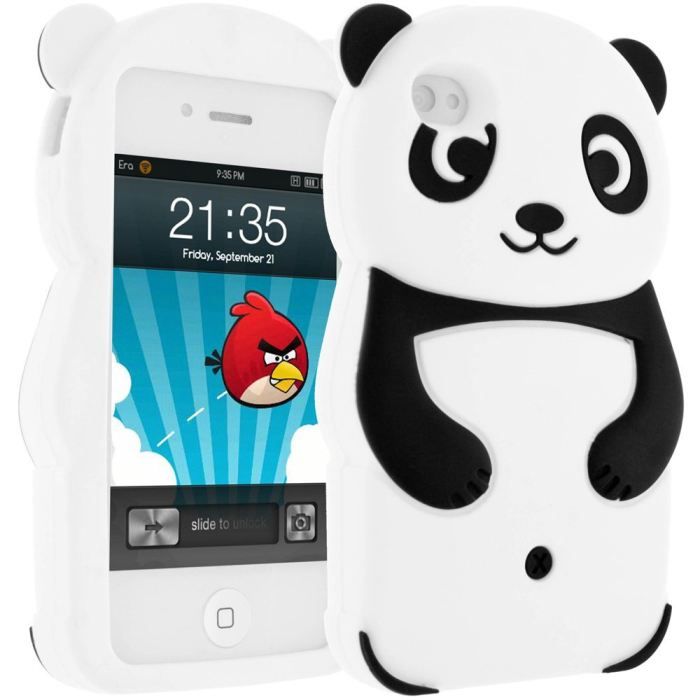 Coque souple Iphone 4 4S Panda NOIR Animal Ourson - Cdiscount Téléphonie