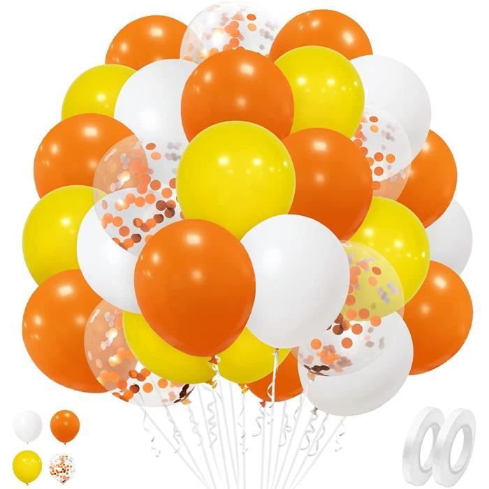 Ballons Jaune Orange, 50 Pièces 12 Pouces Orange Jaune Blanc Hélium ...