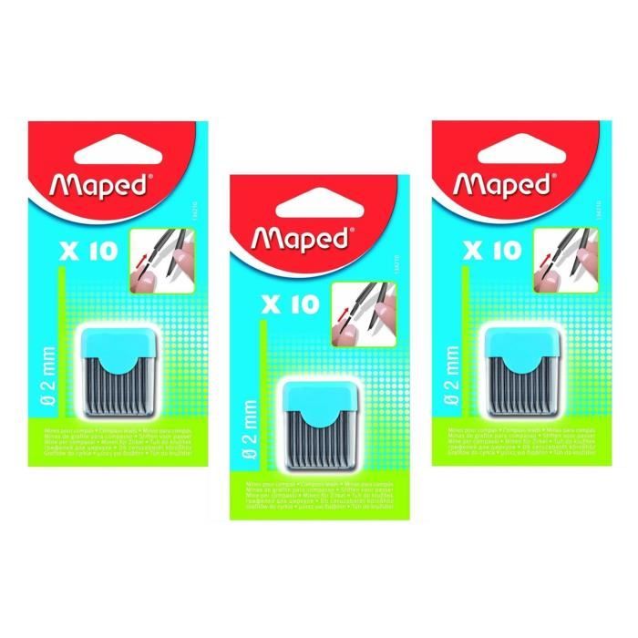 Mines pour Compas - MAPED - Lot de 3 x 10 mines - Dureté H - Épaisseur ...