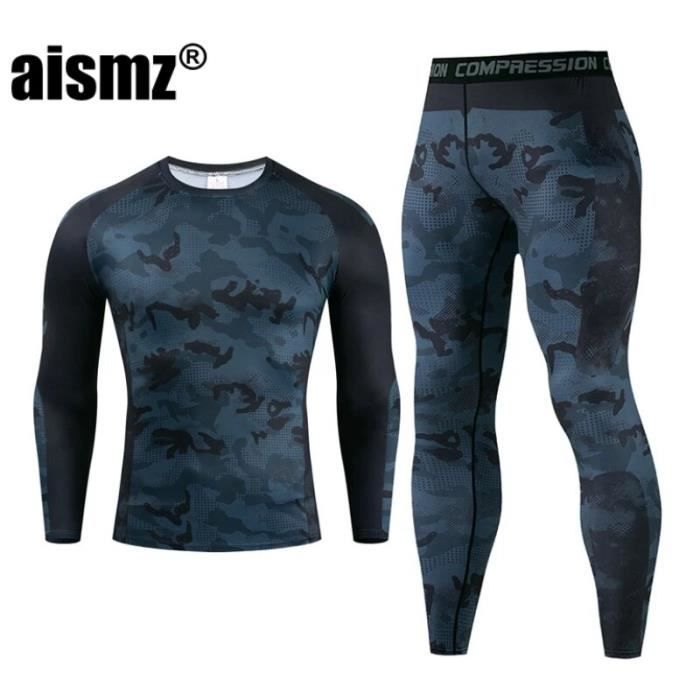 Ensemble de lingerie,Sous-vêtement thermique de compression pour homme ...