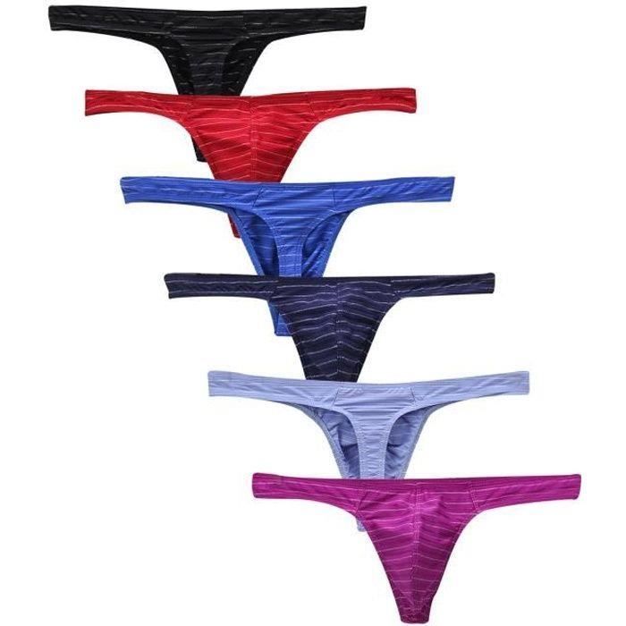 KJEHOME String Tanga Pour Homme taille basse rayures de couleur à la ...