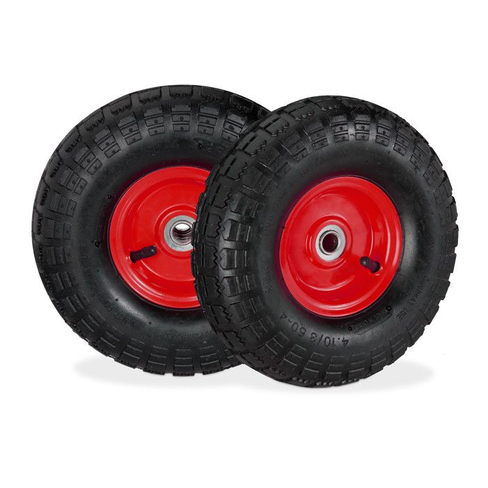 Lot de 8 roues pour diable 4.1/3.5-4, chambre à air, axe de 136 mm, max ...