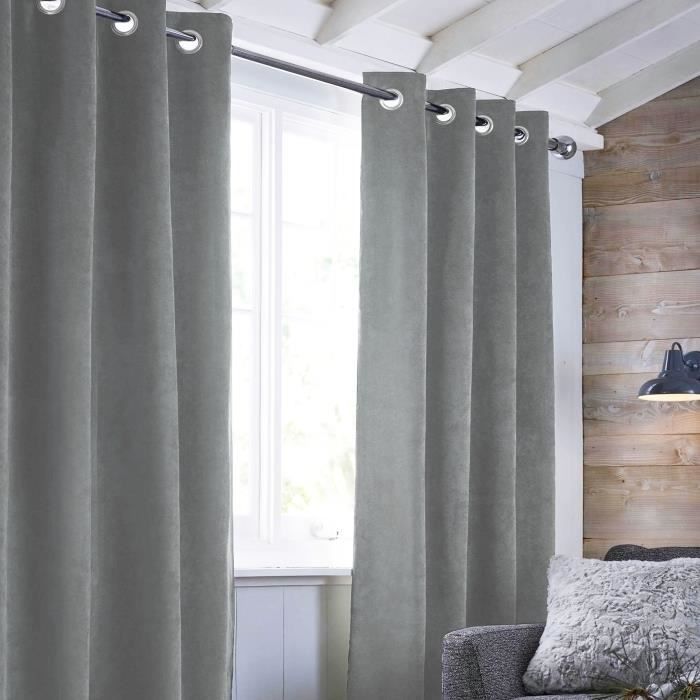 Double rideaux gris clair - Achat / Vente pas cher
