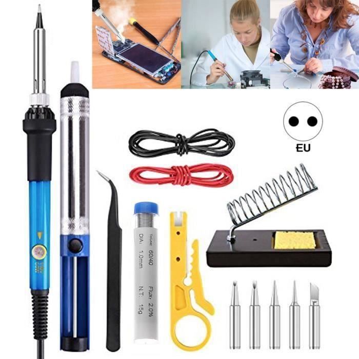 Kit de Fer à Souder 220V 60W Soudage Electrique Régulateur de Température 5pcs Points Différents ...