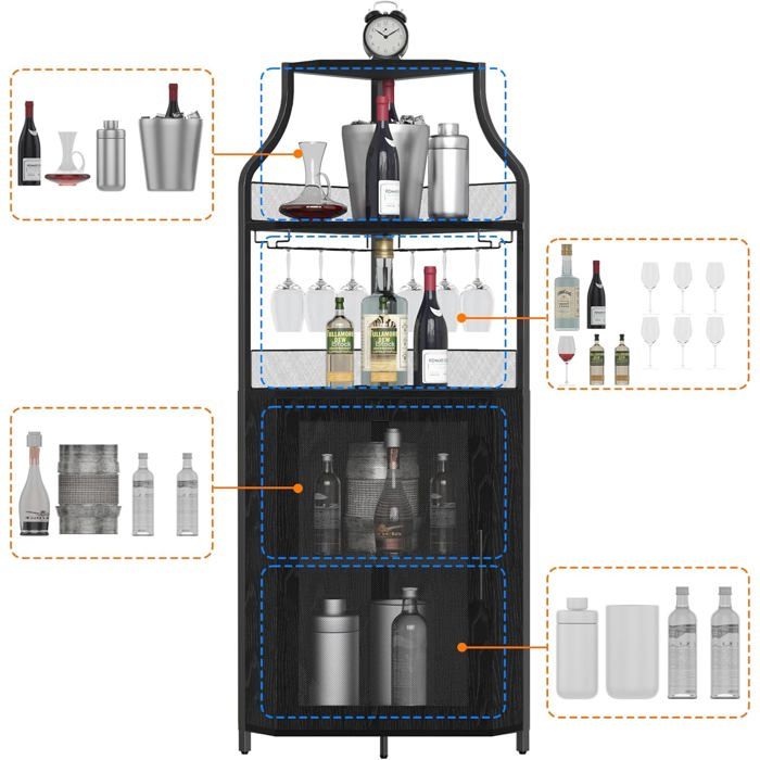 LUNSY - Meuble bar à vin armoire comptoir - Armoire à Vin d'angle ...