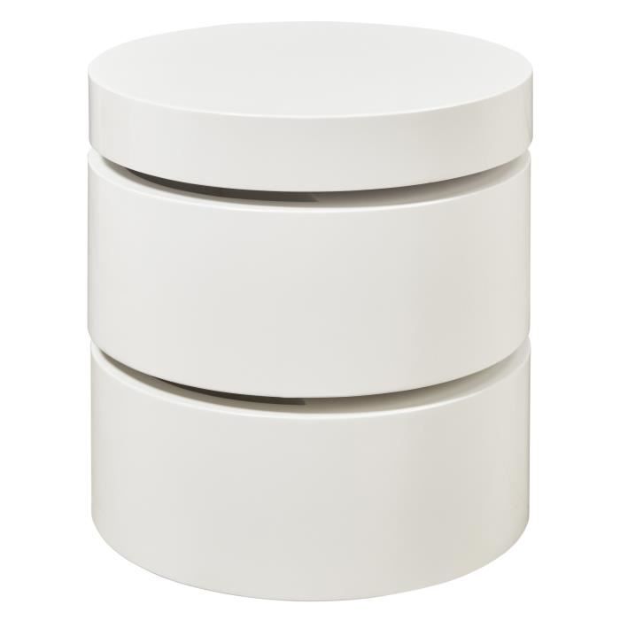 VIGAN Table basse ronde style contemporain blanc mat - L 50 x l 50 cm ...