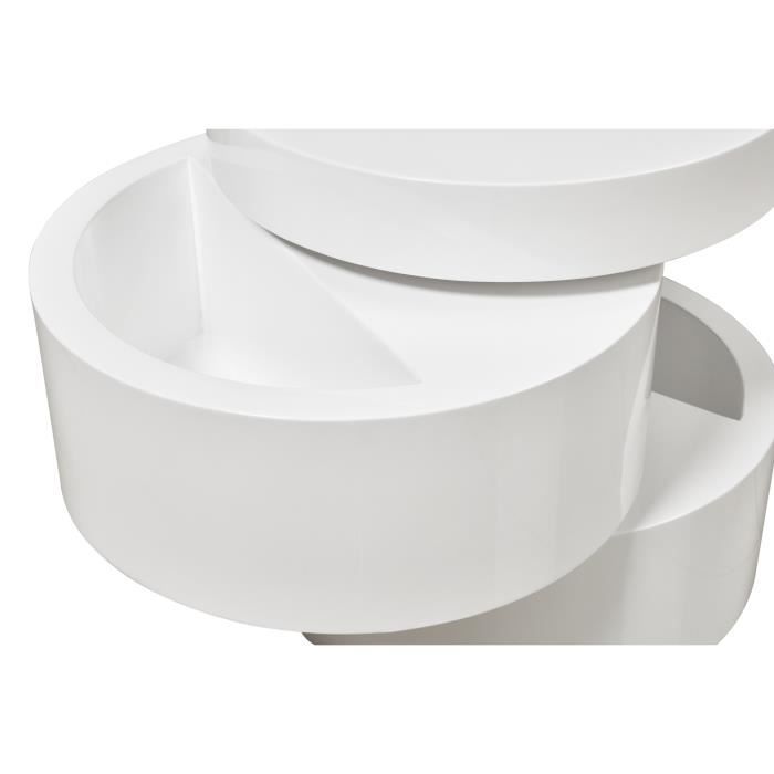 VIGAN Table basse ronde style contemporain blanc mat - L 50 x l 50 cm ...