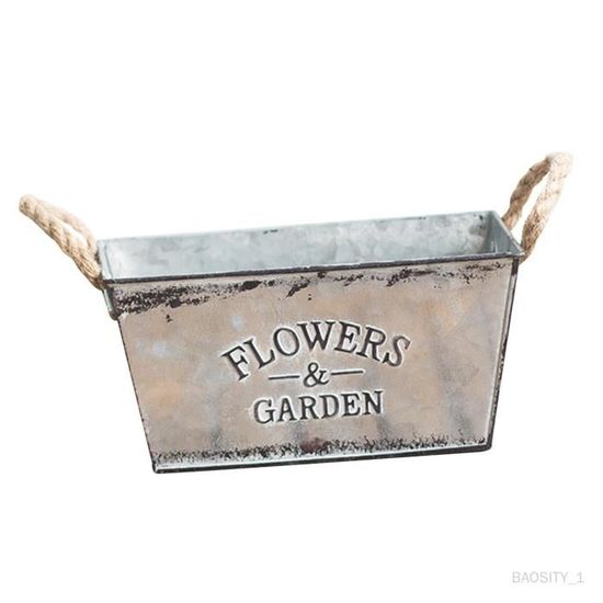 Seau à fleurs - Vintage - Métal - Gris - 22.5cm x 13cm x 18.5cm ...