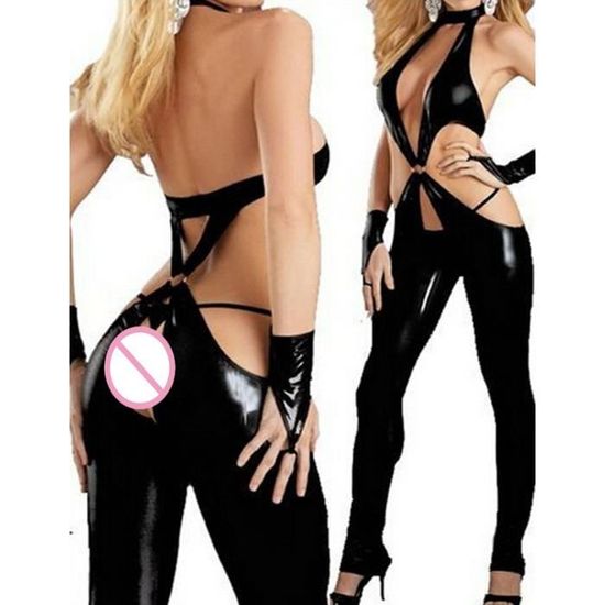 Sexy Catwoman Catsuit Stripper Fétiche Stade Costume Femmes Bodysuit