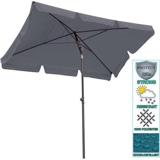 Quick Star Parasol de balcon rectangulaire pliable Gris 200 x 125 cm ...