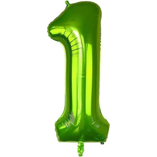 Ballon Anniversaire 1 An Vert - 101 Cm Ballon Chiffre Numéro 1 Vert ...