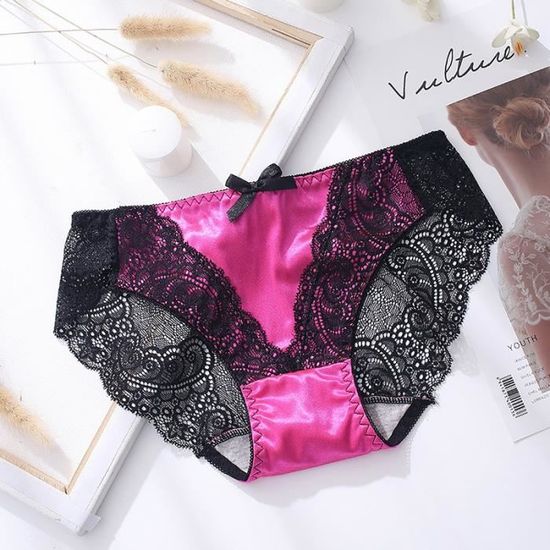 Culotte-slip en dentelle transparente sans couture pour femme - Rose Red[F2] Blanc - Cdiscount ...