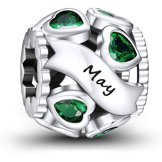 NINGAN Mai Pierres de Naissance Amour Coeur Charmes Ajouré Perle s ...