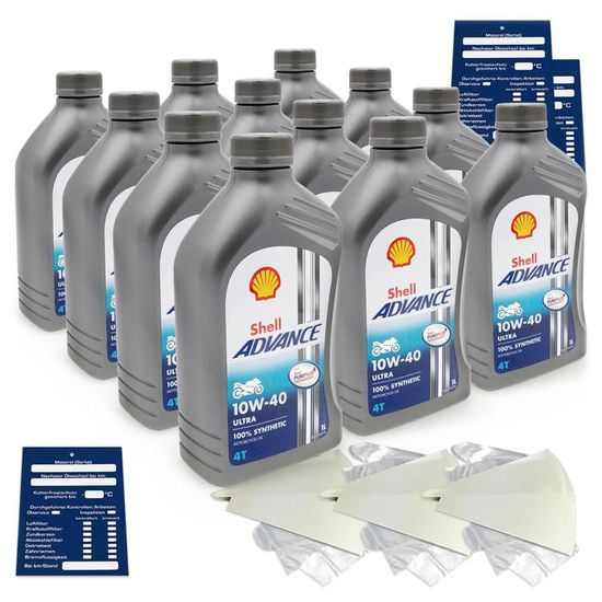 12 Litre Original Shell Advance 4T Ultra 10W40 4-Takt L'Huile De Moteur ...