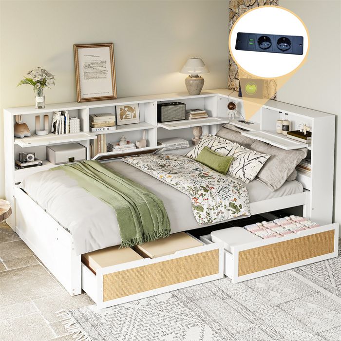 Lit 140x200 Avec Rangement Et Sommier