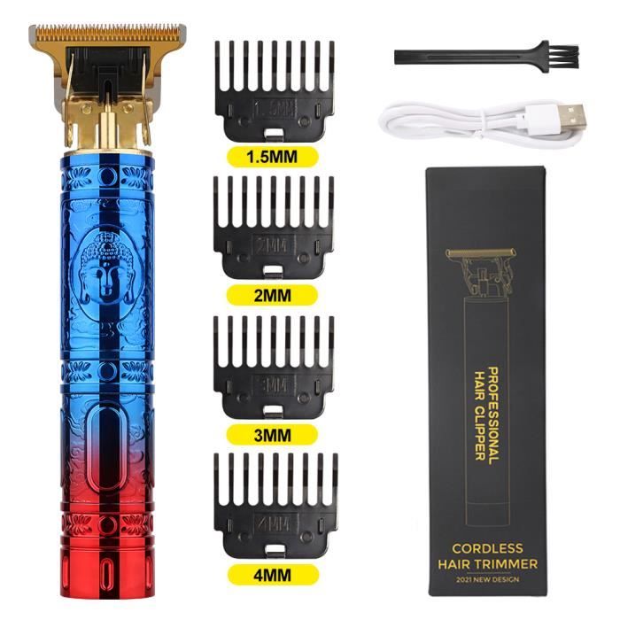 Violet Tondeuse à cheveux professionnelle USB T9 pour hommes, Vintage, sculpture de barbe ...