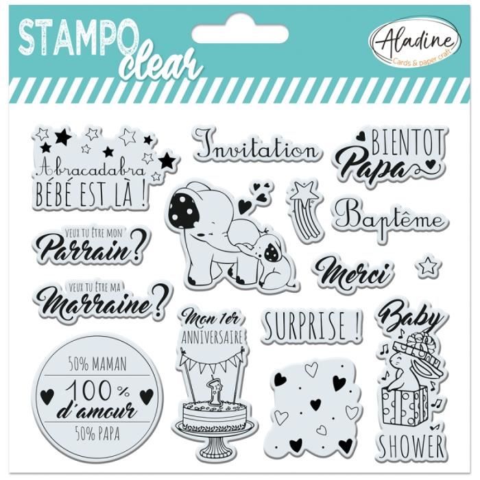 Tampons Stampo Clear - ALADINE - 15 pcs - Transparent - Spécial Bébé ...