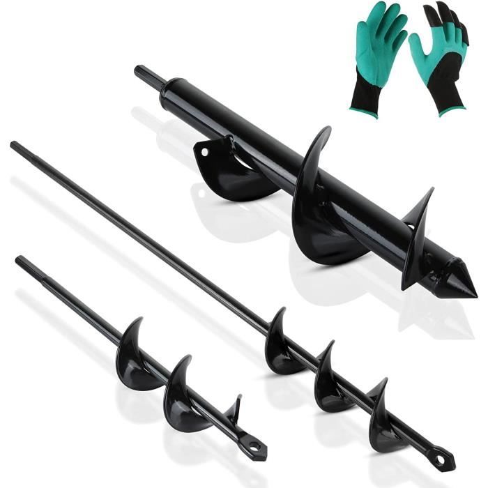 3PCS Mèche Jardin Tariere pour Perceuse Ø 80mm×300mm+ Ø 40mm×420mm+ Ø ...