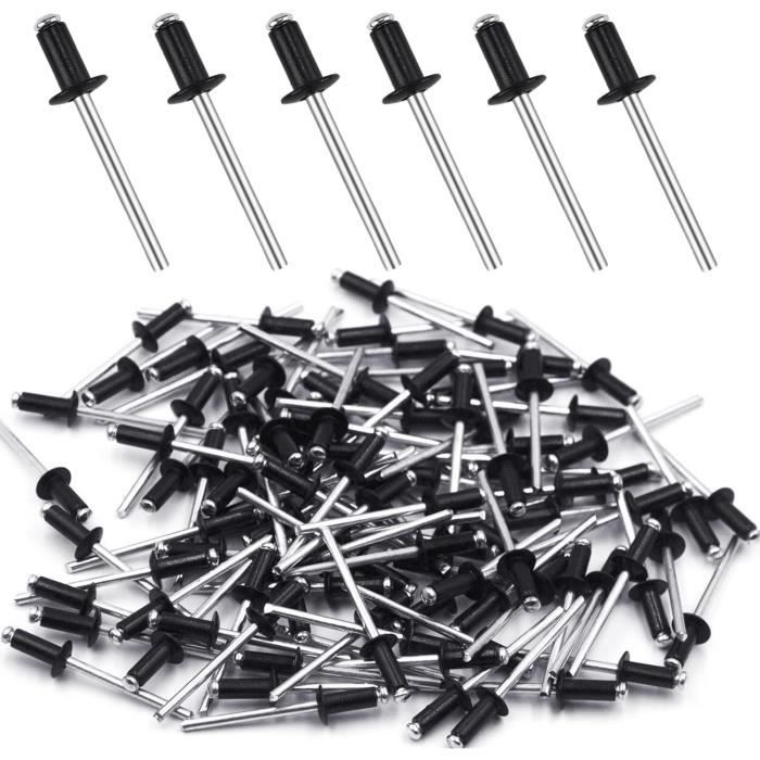 Rivet Pop Rivets Plaque Immatriculation Noir Aluminium Pour Pince A Rivet 100 Pcs Rivets ...