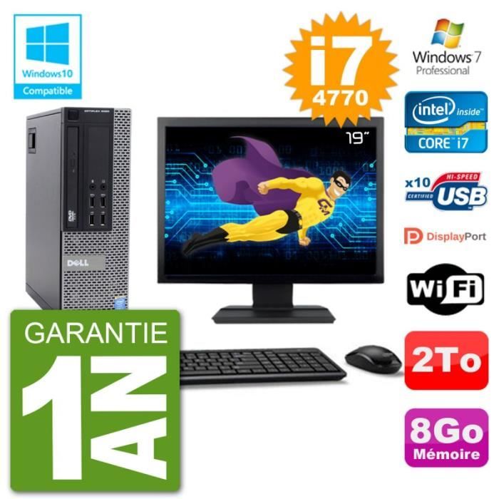 PC Dell Optiplex 9020 SFF - Intel i7-4770 - 8Go RAM - 2To HDD - Ecran ...