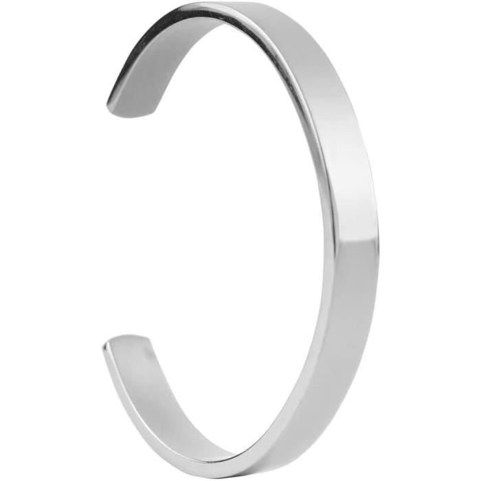 8Mm Bracelet À Manchette Ouvert Femme Homme Jonc Acier Inoxydable ...