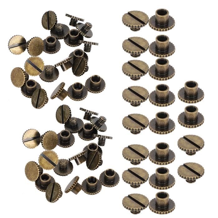 Fdit Rivets de livre 30 Set Book Rivets Knurling Plat Laiton Cuir ...