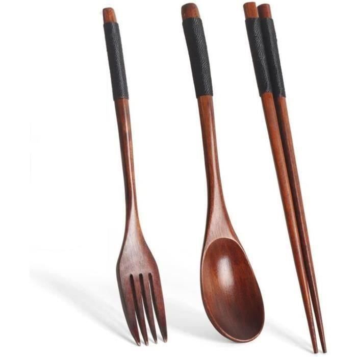 Cuillères de table Cuillère De Bois Baguettes Et Fourchettes Dîner Set ...