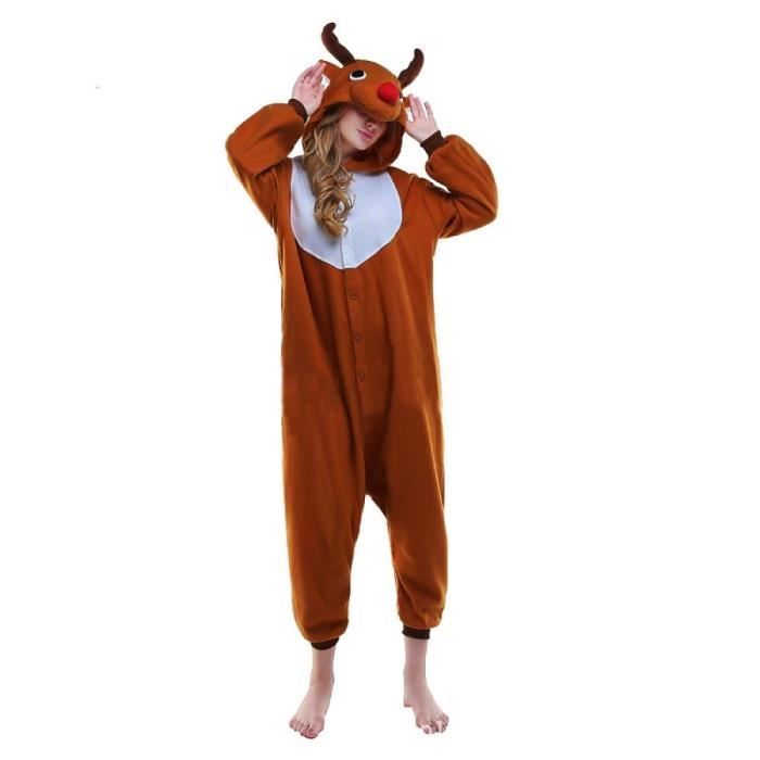 Animal adulte noël cerf Onesies Kigurumi dessin animé famille fête ...
