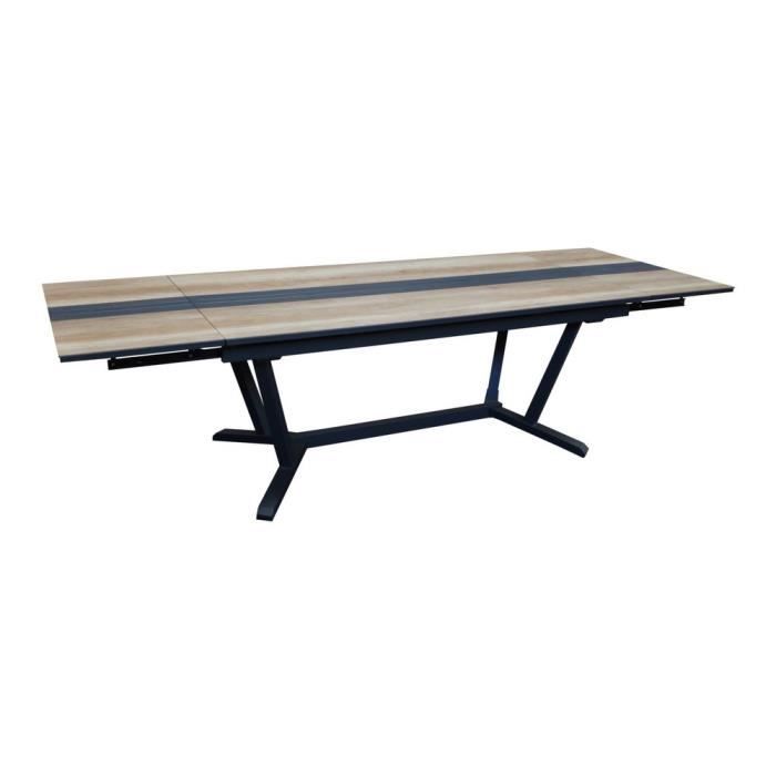 Table de jardin rectangulaire Galléo plateau Fundermax® - graphite/wood ...
