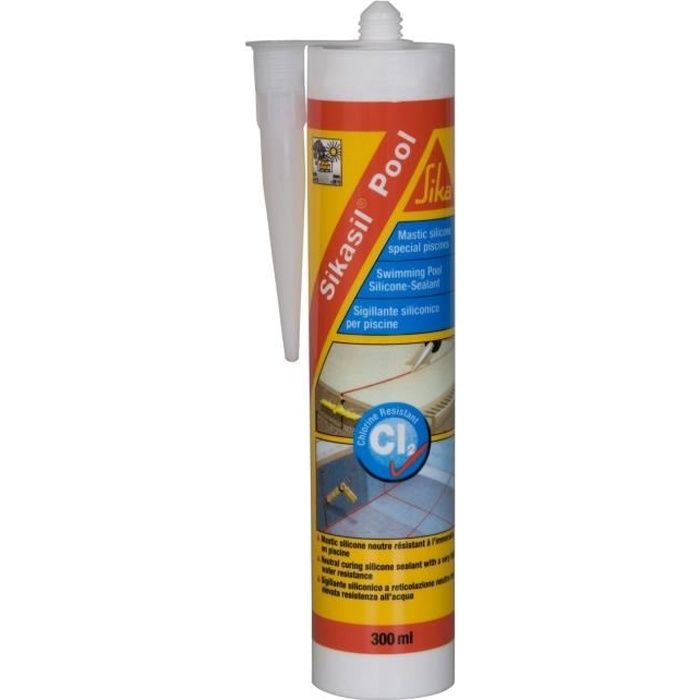 Mastic silicone SIKA Sikasil Pool - Joint pour piscine blanc - 300ml ...