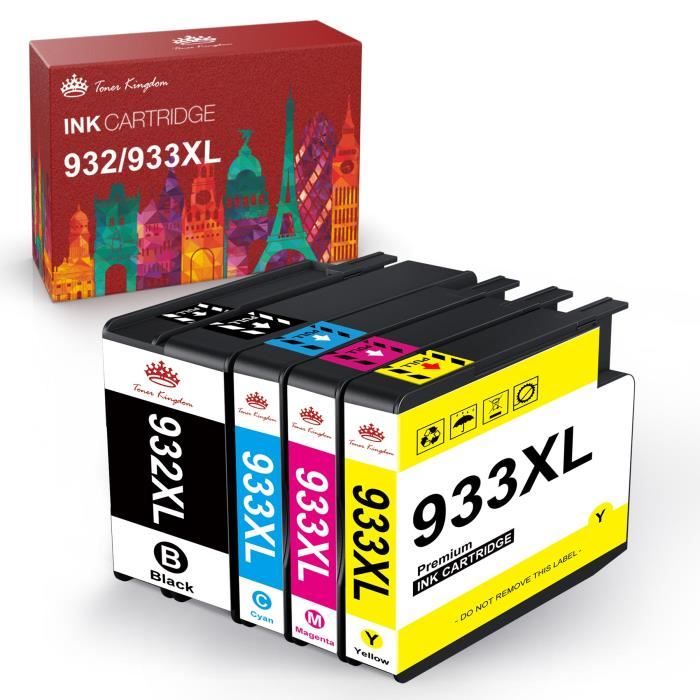 TONER KINGDOM 932 933 XL 4 Cartouches d'encre Compatibles pour HP 932XL ...
