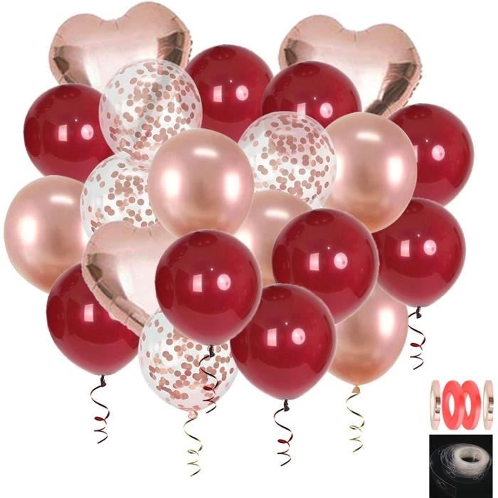 Lot De 71 Ballons De 30 Cm - Bourgogne - Or Rose - Pour Anniversaire ...