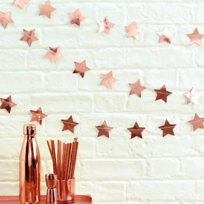 BANDEROLE,rose gold star--Guirlande de banderole en papier à paillettes ...