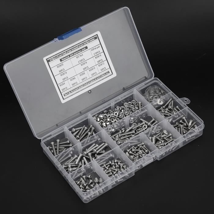 ZJCHAO crou à vis M3 crou de Vis à Tête Ronde, écrou de Vis à Tête Ronde M3 810 Pièces Kit D ...