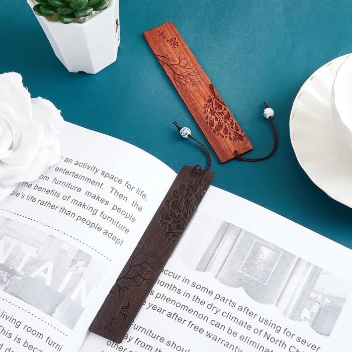 Signet Arbre De Vie, 2 Couleurs Marque-Page En Bois Cadeau Fans Du ...