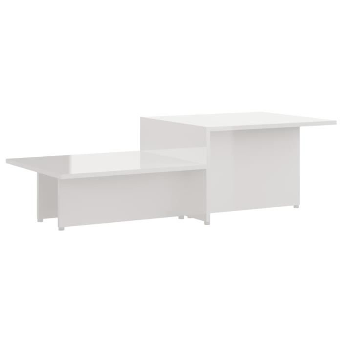 MAG Table basse Blanc brillant 111,5x50x33 cm Bois d'ingénierie ...