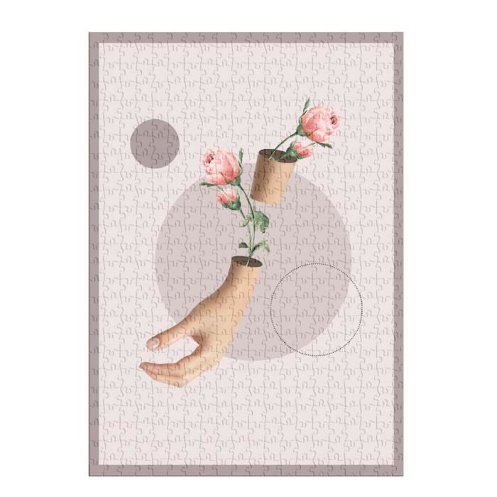 Puzzle Classique 500 pièces Main Rose Collage Art Surréalisme Fleurs ...