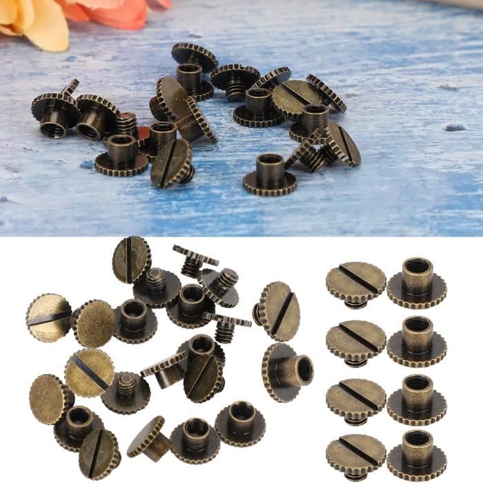 Fdit Rivets de livre 30 Set Book Rivets Knurling Plat Laiton Cuir ...