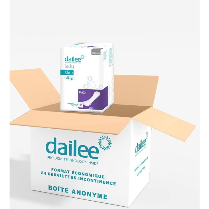 Dailee Lady Maxi - 84x Serviettes Incontinence Femme - Absorption 5 ...