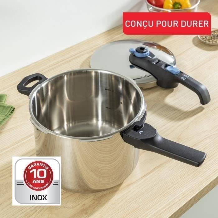 TEFAL Cocotte-minute inox, Autocuiseur 8 L, Induction, Programmes ...
