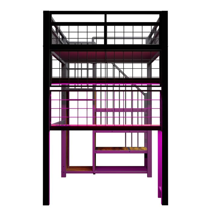 MEUBLIV Lit mezzanine enfant 90x200 cm avec bureau, LED, prises + USB ...